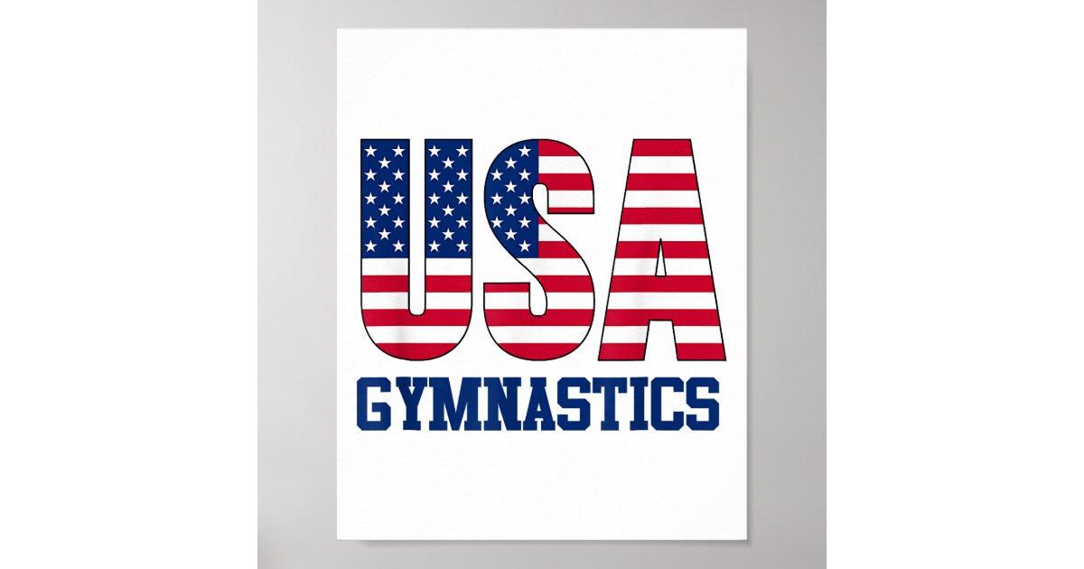 USA with American Flag Gymnastics Sports Poster | Zazzle