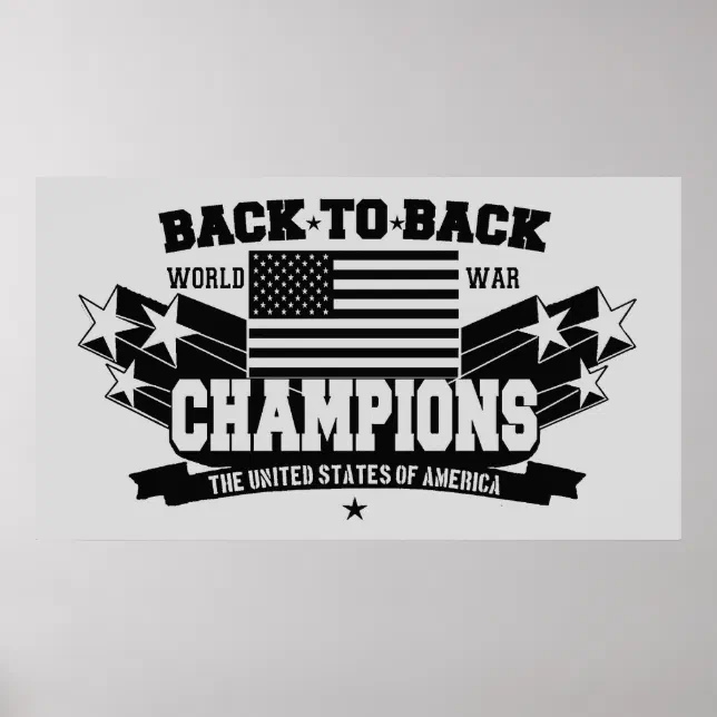 USA World War Champions Black & White Poster | Zazzle