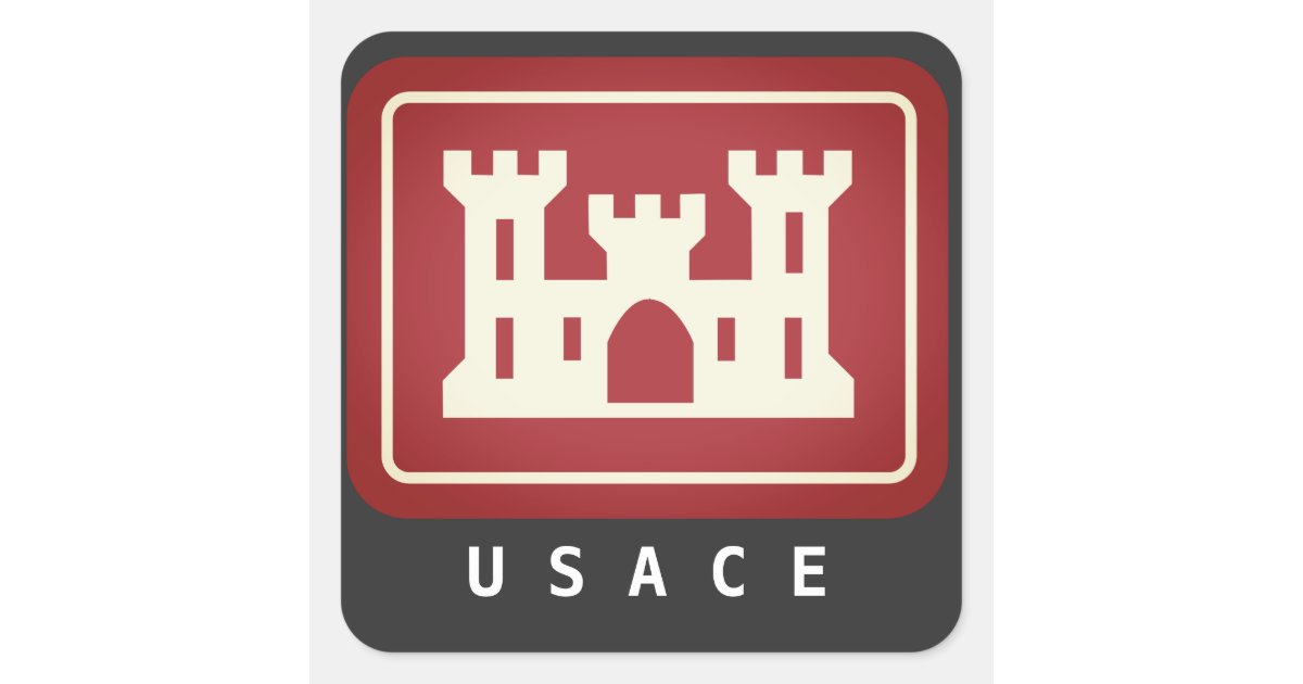 USACE Logo & Text Square Sticker | Zazzle