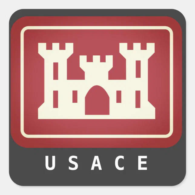 USACE Logo & Text Square Sticker | Zazzle