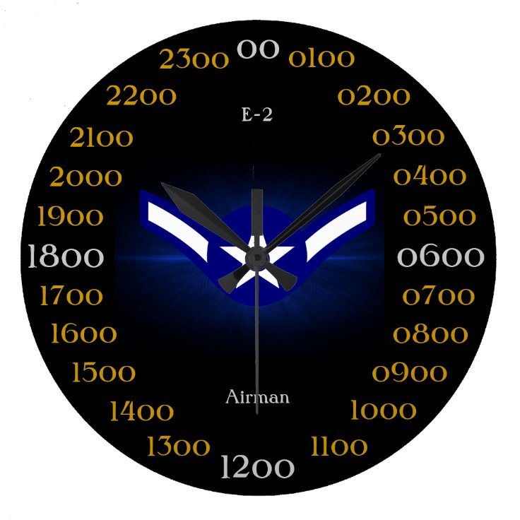 USAF / Airman E-2 Large Clock | Zazzle