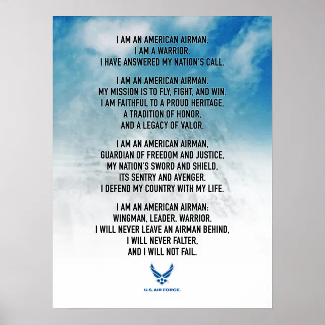 USAF Airman's Creed Poster | Zazzle