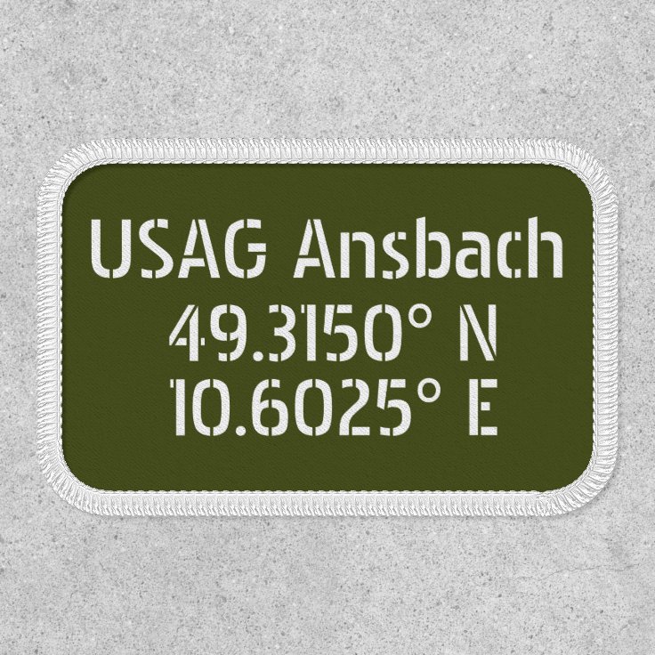 USAG Ansbach Latitude Longitude Patch | Zazzle
