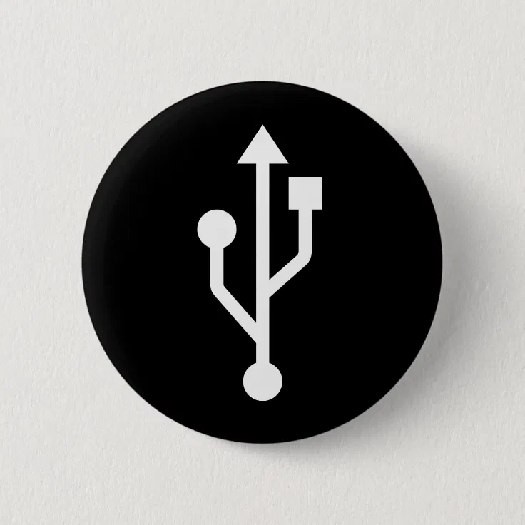 USB logo computer geek button badge | Zazzle