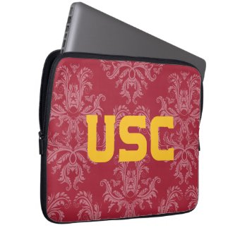 USC Trojans | Damask Pattern Laptop Sleeve | Zazzle