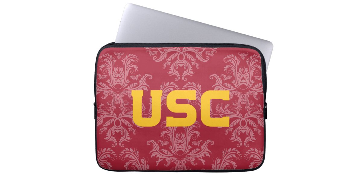 USC Trojans | Damask Pattern Laptop Sleeve | Zazzle