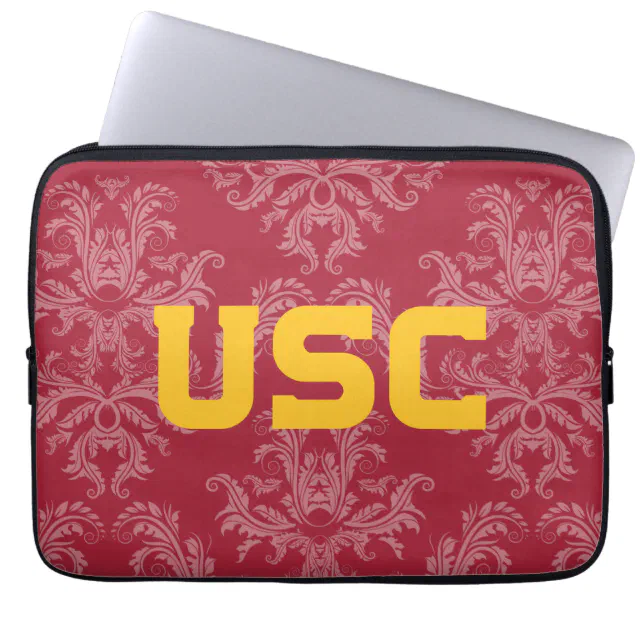 USC Trojans | Damask Pattern Laptop Sleeve | Zazzle