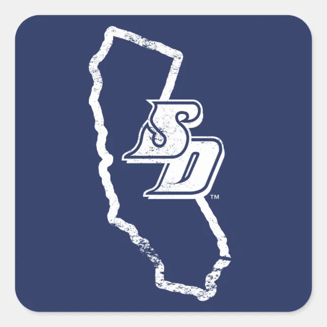 USD | Vintage California State Logo Square Sticker | Zazzle