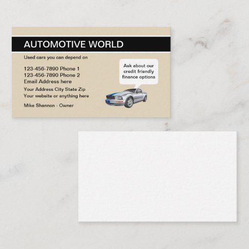 Used Car Dealer Business Card | Zazzle