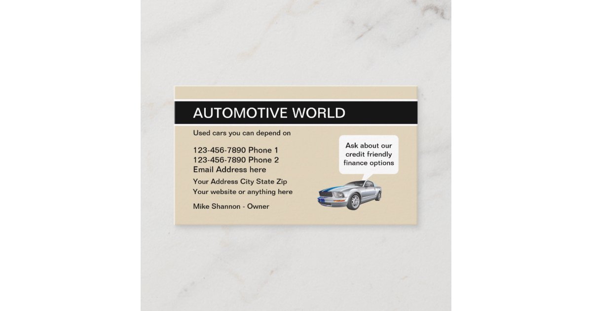 Used Car Dealer Business Card | Zazzle