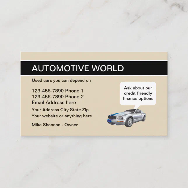 Used Car Dealer Business Card | Zazzle