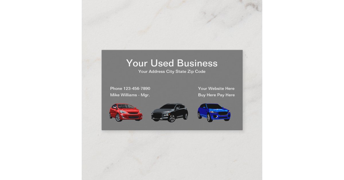 Used Car Dealer Simple Automotive Business Card | Zazzle