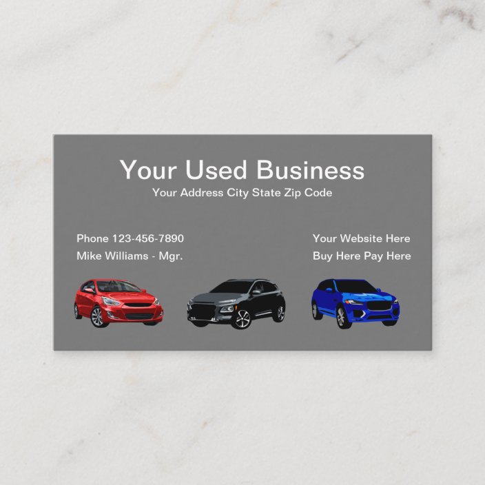 Used Car Dealer Simple Automotive Business Card | Zazzle.com