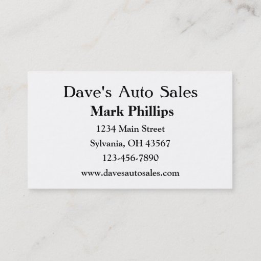 Used Car Salesman Business Card | Zazzle