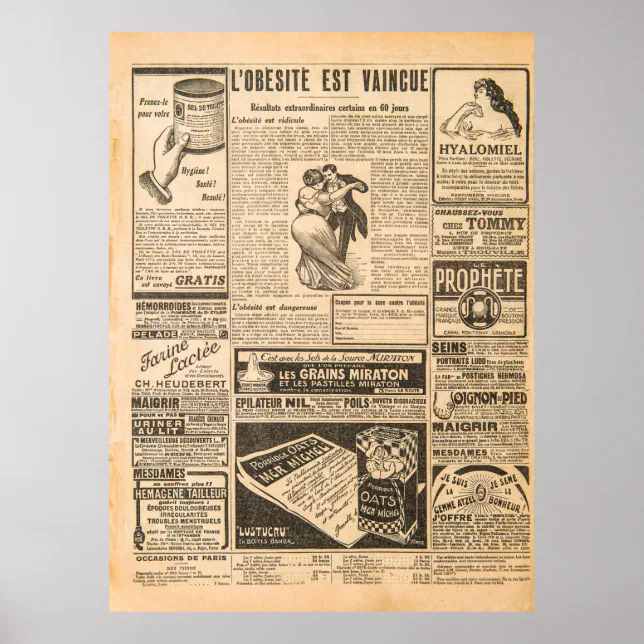 Used paper background. Old newspaper pages with vi Poster | Zazzle