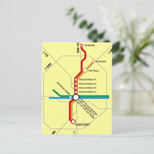 Useful Atlanta Subway Map Postcard | Zazzle
