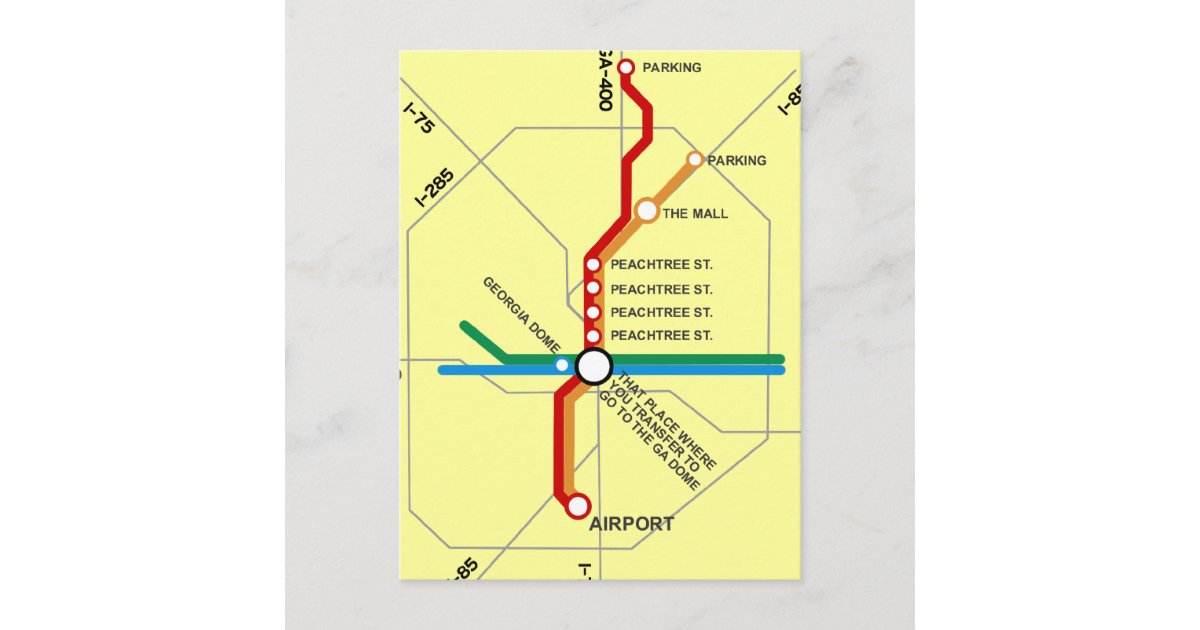 Useful Atlanta Subway Map Postcard | Zazzle