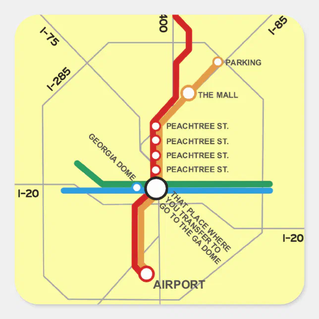 Useful Atlanta Subway Map Square Sticker | Zazzle