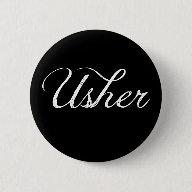 Usher Wedding Badge Pin Button | Zazzle