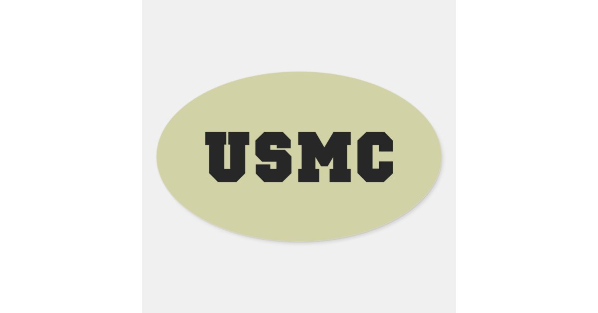 USMC [bold text] Oval Sticker | Zazzle