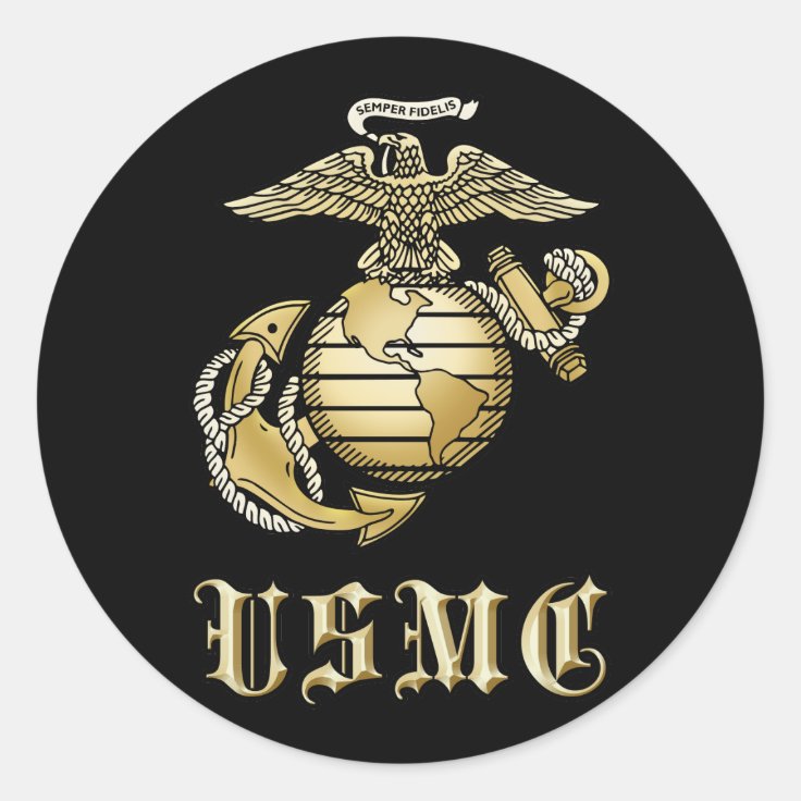 USMC CLASSIC ROUND STICKER | Zazzle