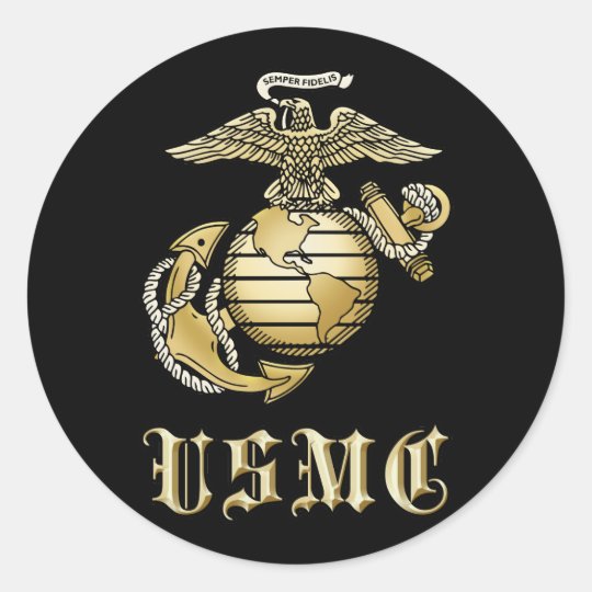USMC CLASSIC ROUND STICKER | Zazzle.com