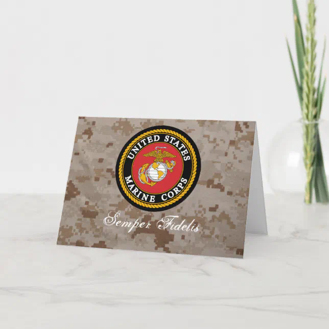 USMC Digital Camo Semper Fidelis Card | Zazzle