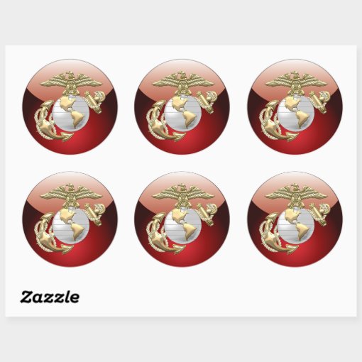 USMC Eagle, Globe & Anchor (EGA) [3D] Classic Round Sticker | Zazzle