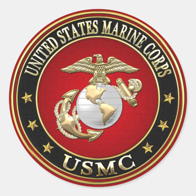 USMC EGA [Special Edition][3D] Classic Round Sticker | Zazzle