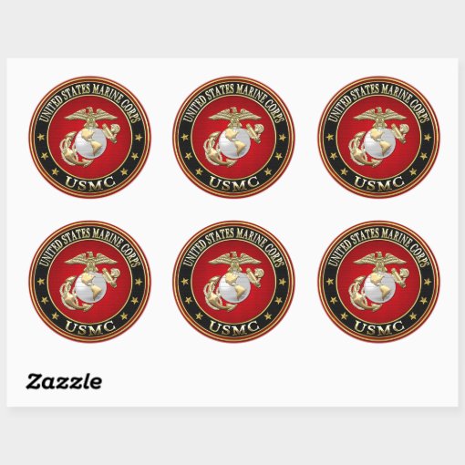 USMC EGA [Special Edition][3D] Classic Round Sticker | Zazzle