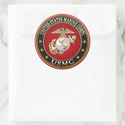 USMC EGA [Special Edition][3D] Classic Round Sticker | Zazzle