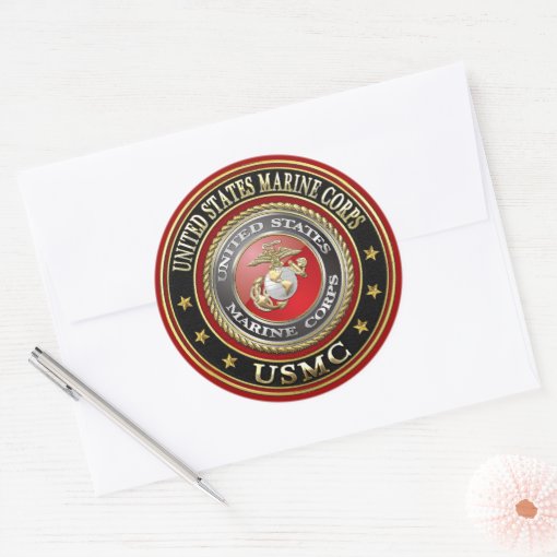 USMC Emblem [Special Edition] [3D] Classic Round Sticker | Zazzle