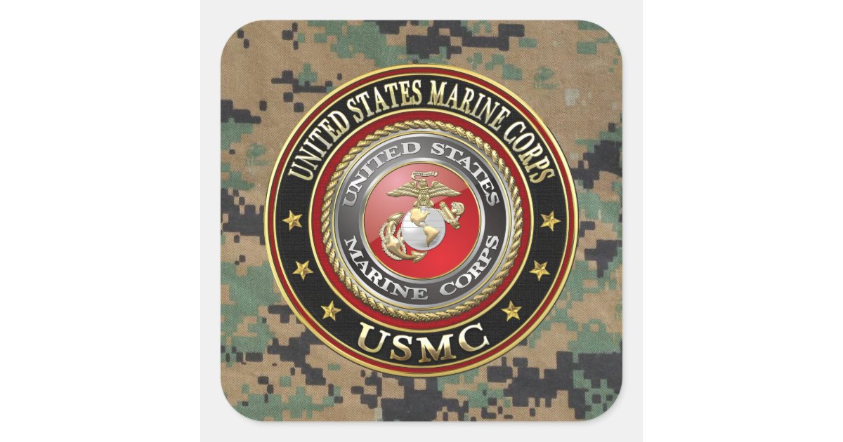 USMC Emblem [Special Edition] [3D] Square Sticker | Zazzle