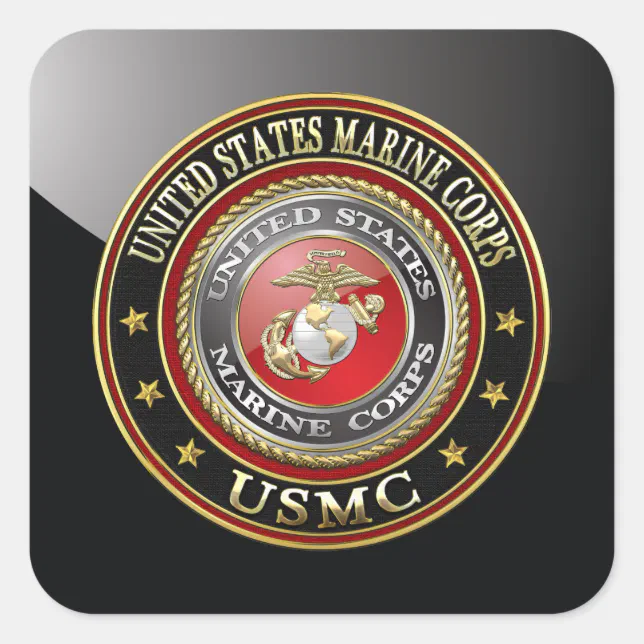 USMC Emblem [Special Edition] [3D] Square Sticker | Zazzle