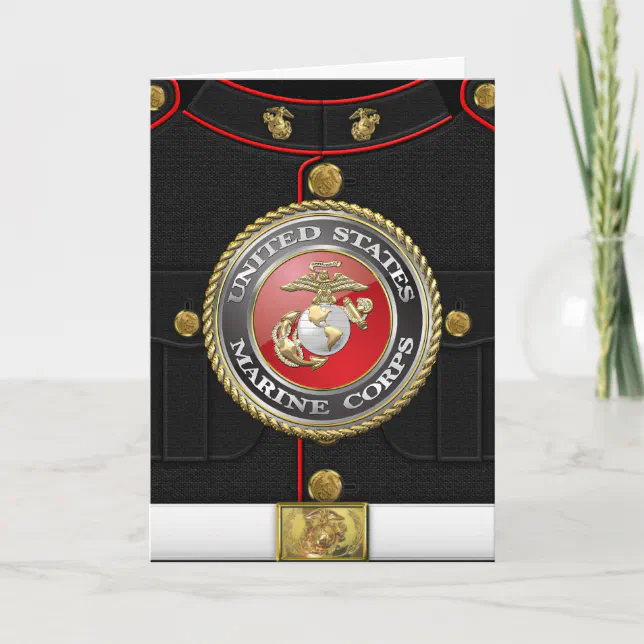 USMC Emblem & Uniform [3D] Card | Zazzle