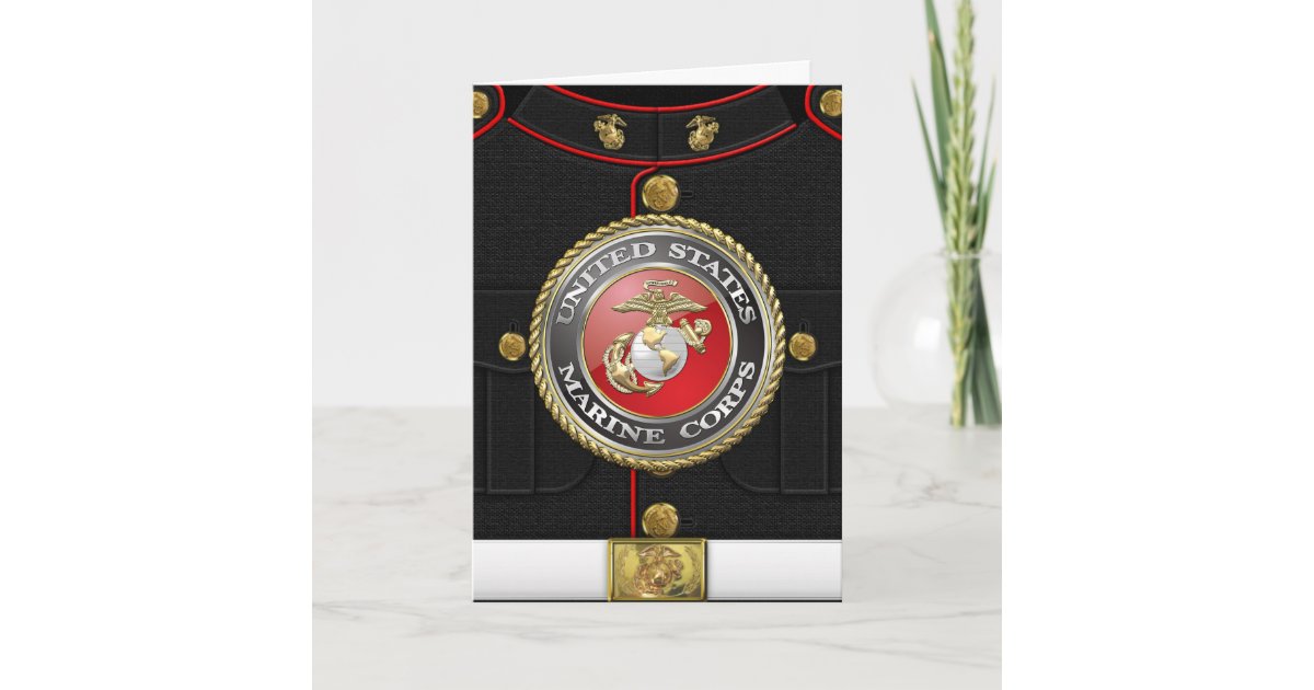 USMC Emblem & Uniform [3D] Card | Zazzle