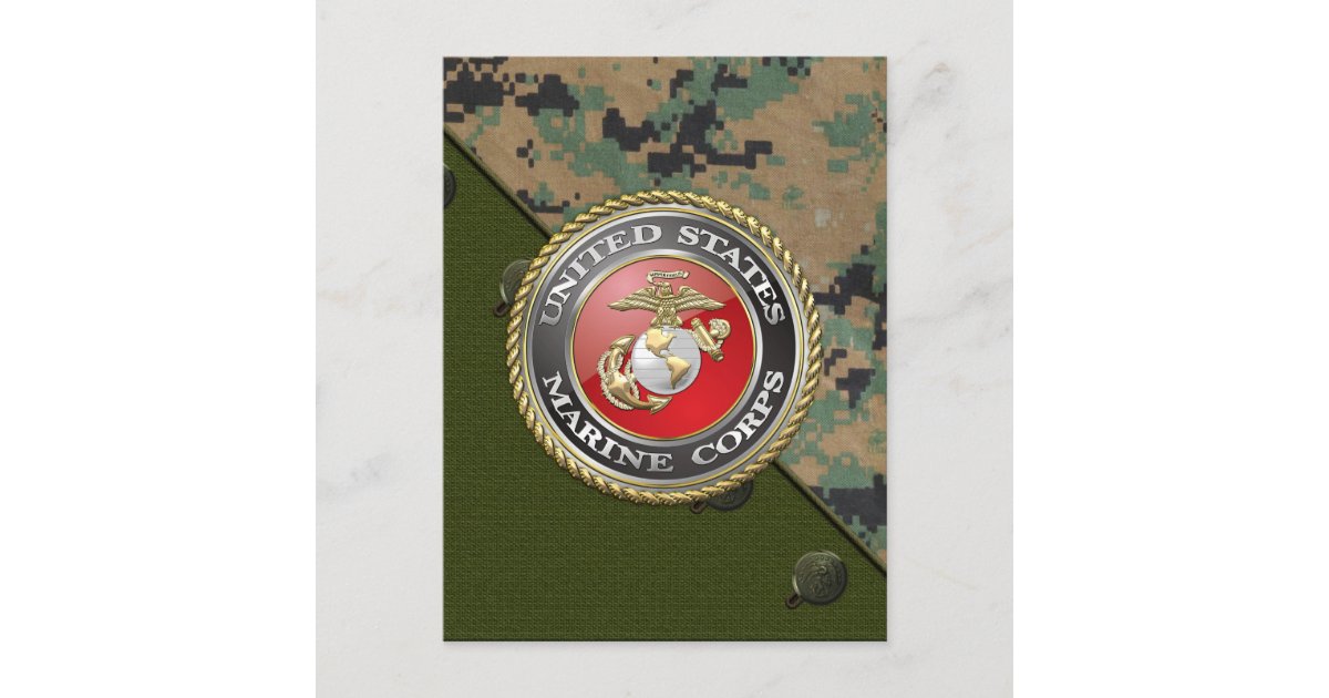 USMC Emblem & Uniform [3D] Postcard | Zazzle