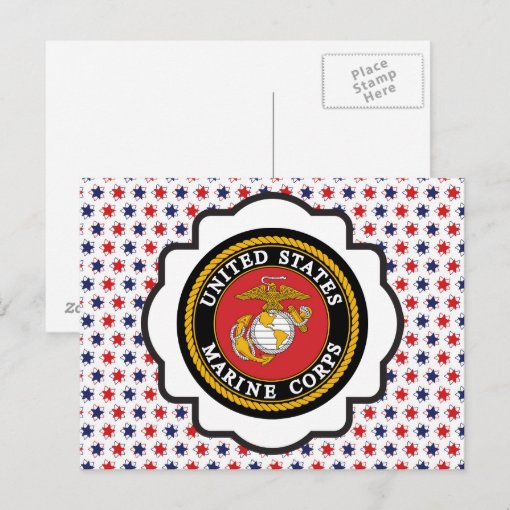 USMC Emblem with Red, White and Blue Stars Postcard | Zazzle