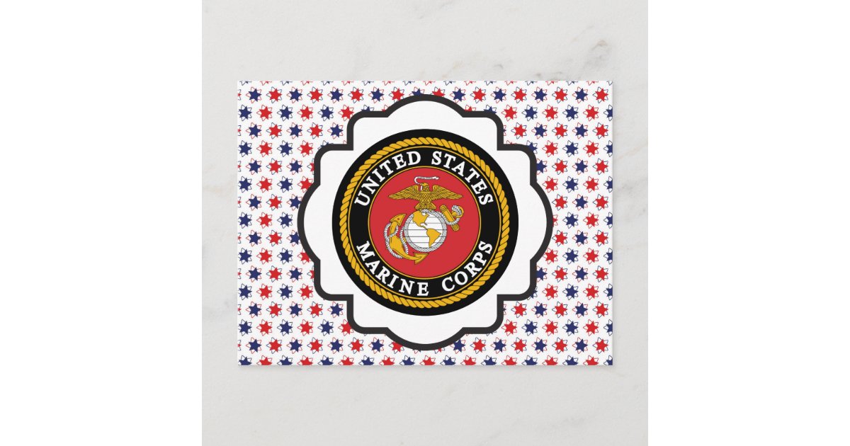 USMC Emblem with Red, White and Blue Stars Postcard | Zazzle