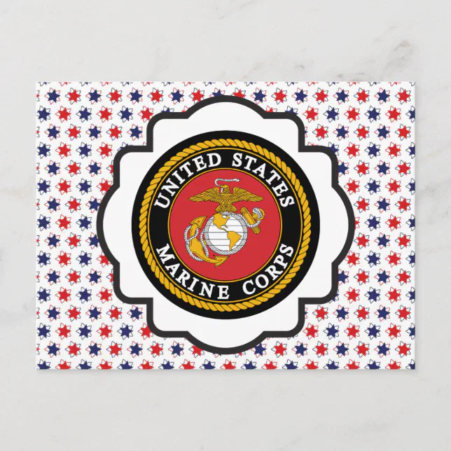 USMC Emblem with Red, White and Blue Stars Postcard | Zazzle