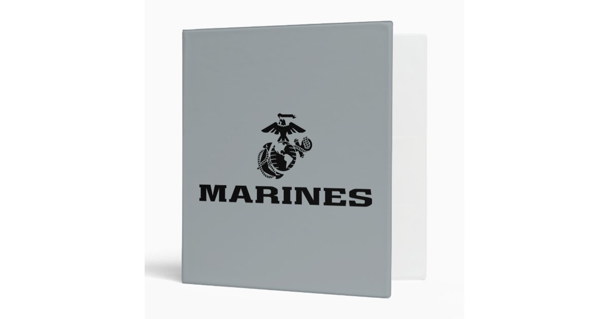USMC Logo Stacked - Black 3 Ring Binder | Zazzle