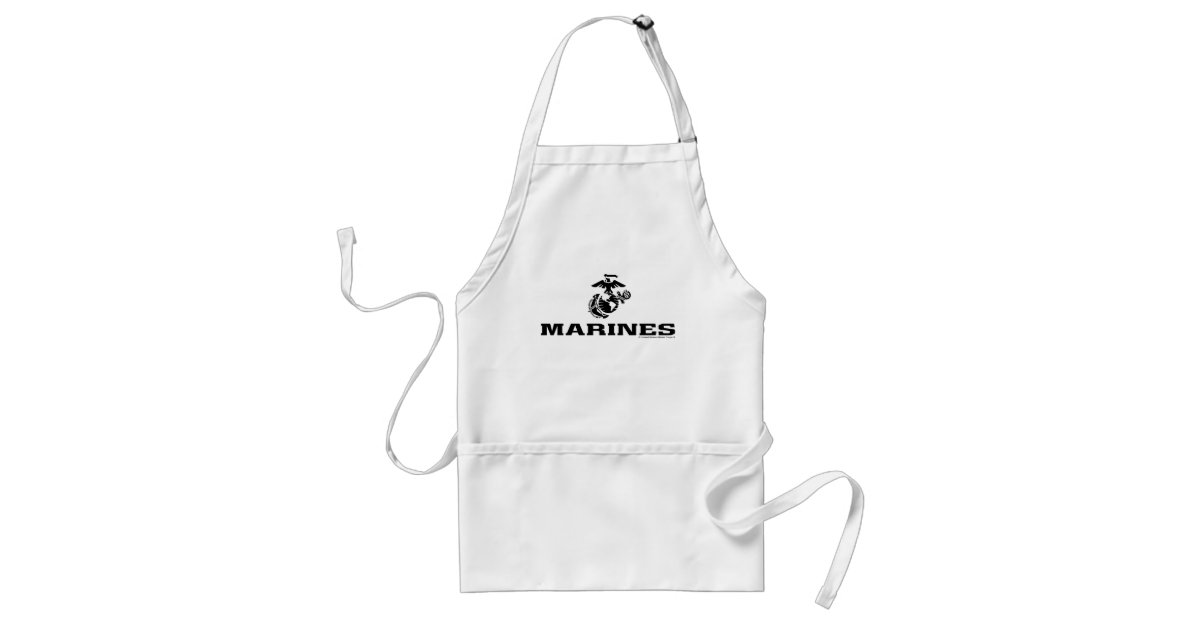 USMC Logo Stacked Black Logo Adult Apron | Zazzle