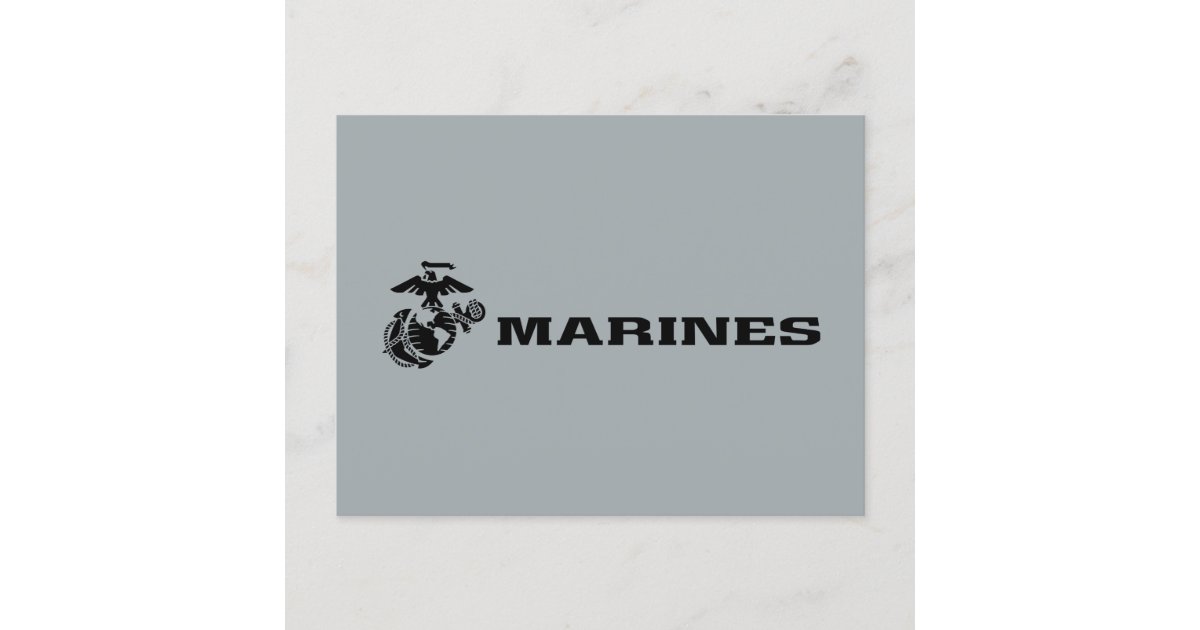 USMC Logo Stacked Black Logo Holiday Postcard | Zazzle