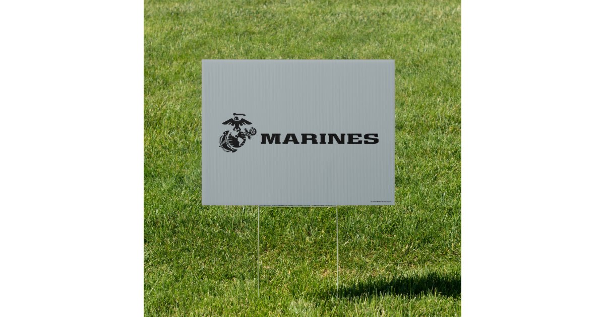 USMC Logo Stacked Black Logo Sign | Zazzle