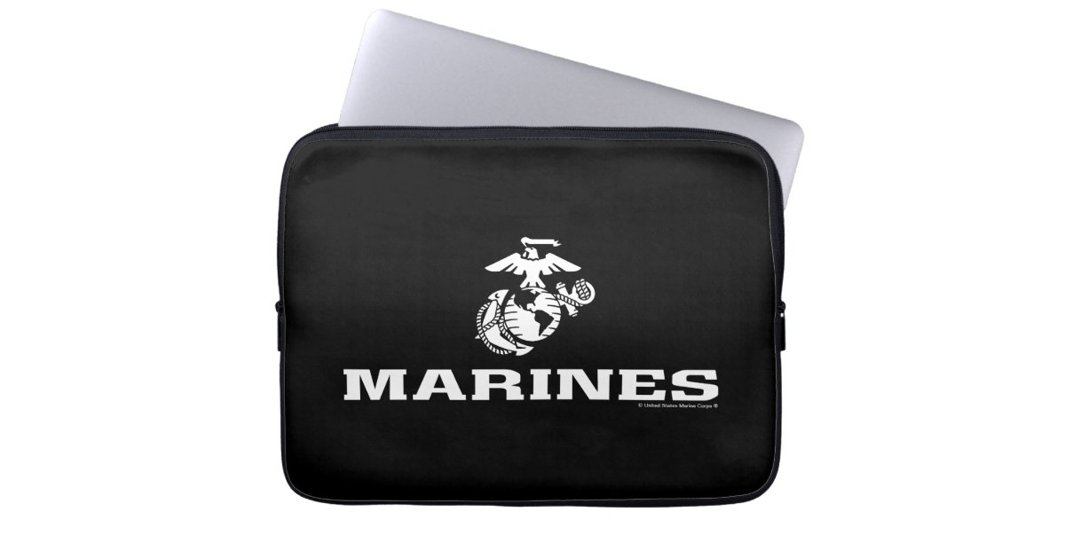 USMC Logo Stacked - White Laptop Sleeve | Zazzle