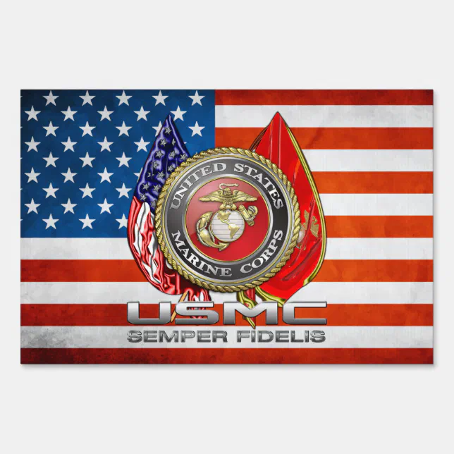 USMC Semper Fi [3D] Yard Sign | Zazzle