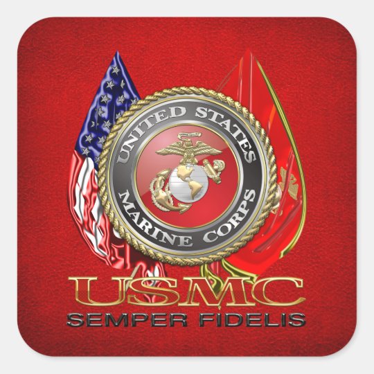 USMC Semper Fi [Special Edition] [3D] Square Sticker | Zazzle.com