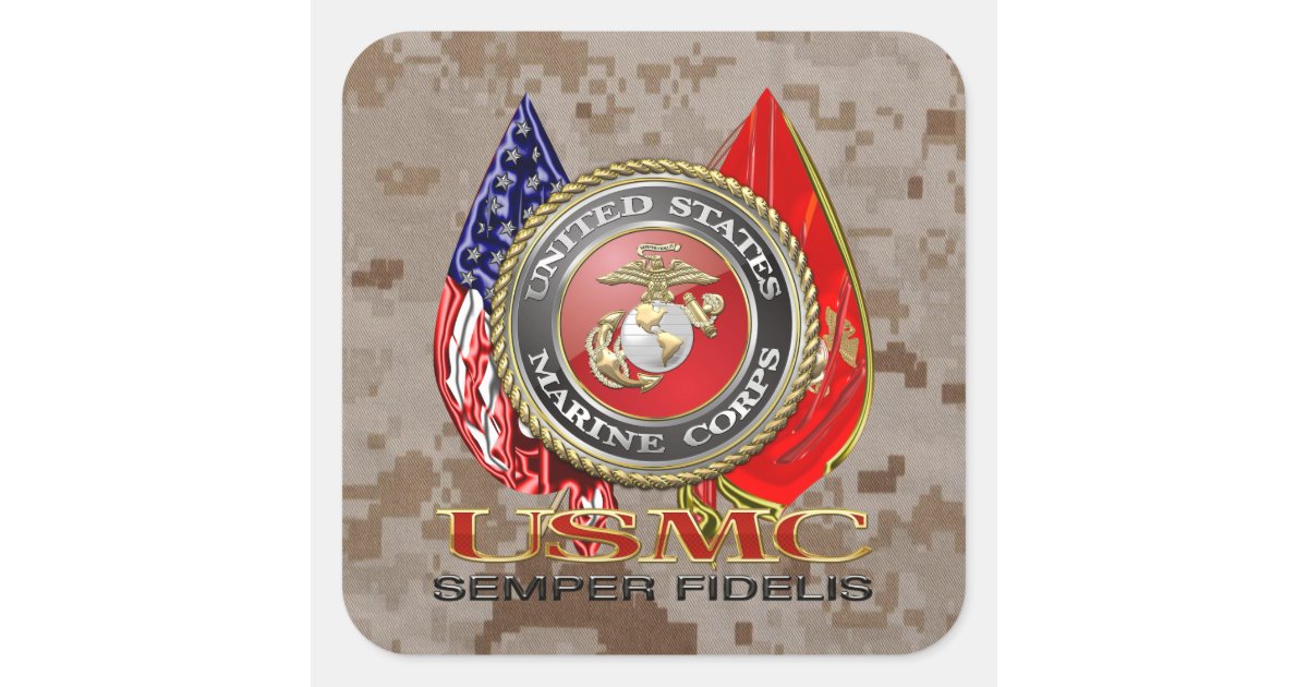 USMC Semper Fi [Special Edition] [3D] Square Sticker | Zazzle