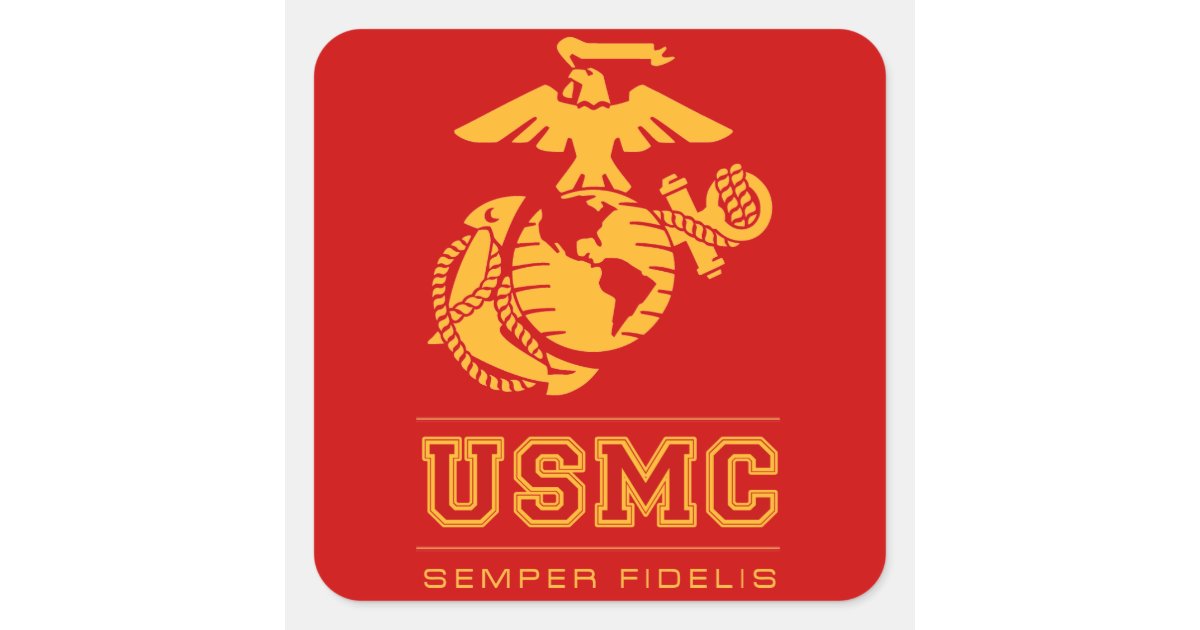 USMC Semper Fidelis [Semper Fi] Square Sticker | Zazzle