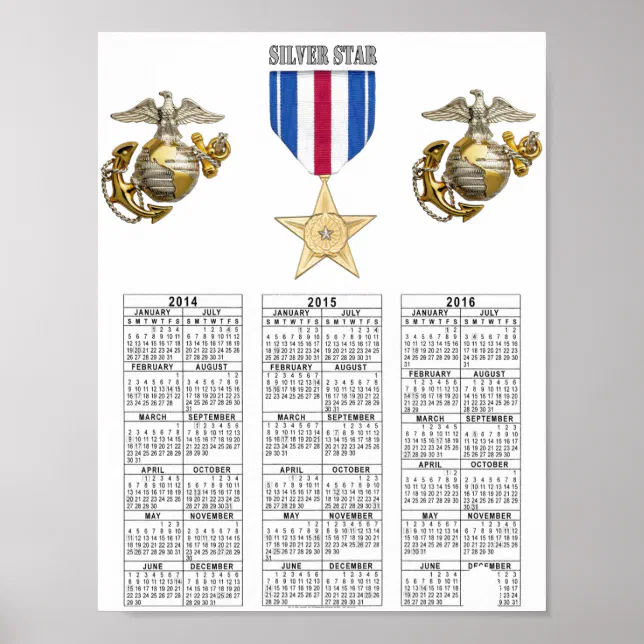 USMC SILVER STAR POSTER | Zazzle
